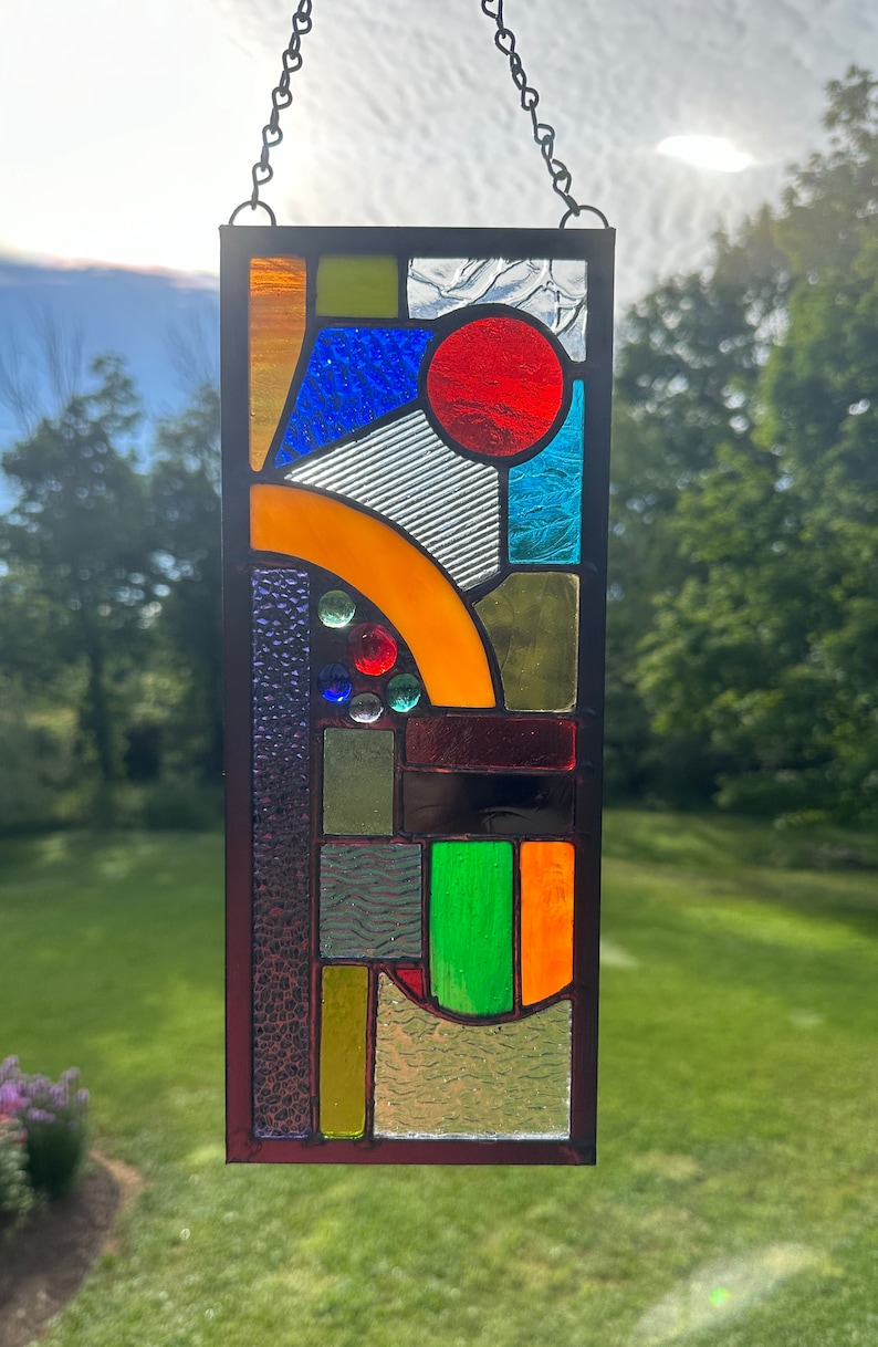Stained Glass Colorful Abstract Panel - Etsy