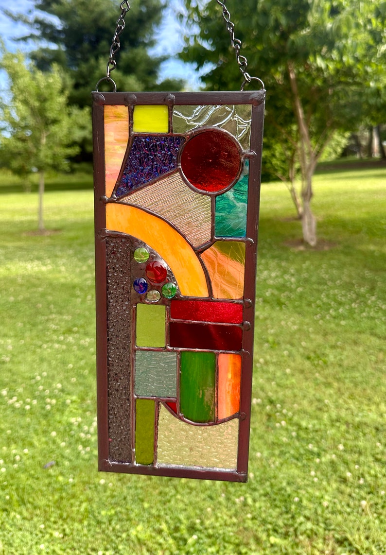 Stained Glass Colorful Abstract Panel - Etsy