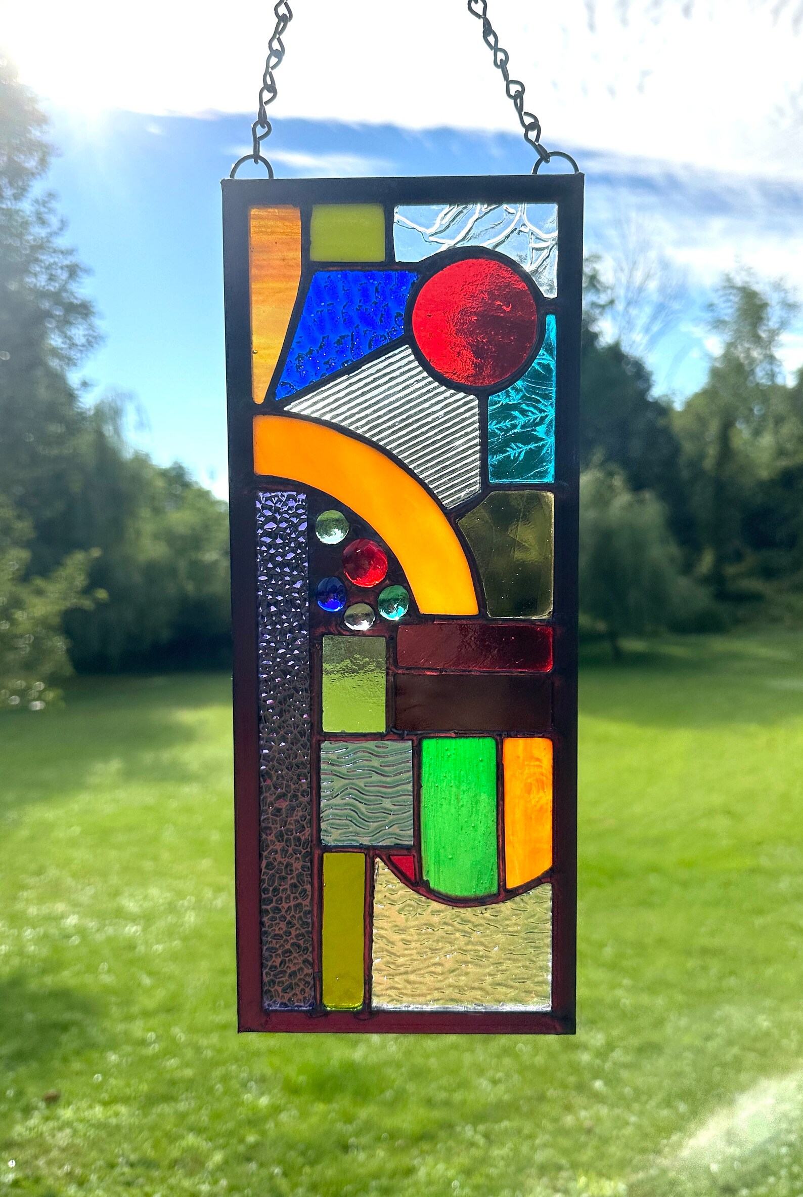 Stained Glass Colorful Abstract Panel - Etsy