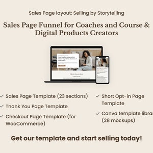 Storytelling Sales Page Funnel Template for Coaches, Course Creators ...