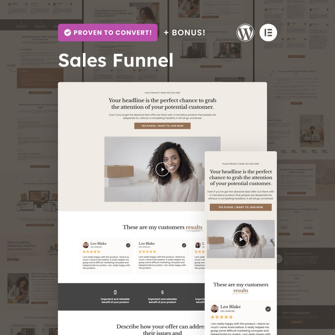 Sales Funnel Template | Elementor Pro Wordpress | Video-based Sales ...