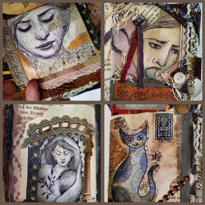 Poetry Junk Journal With Original Artwork in Mixed Media Style, Oil ...