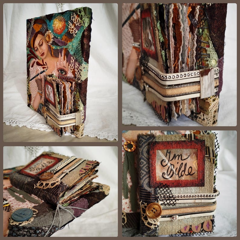 Poetry Junk Journal With Original Artwork in Mixed Media Style, Oil ...