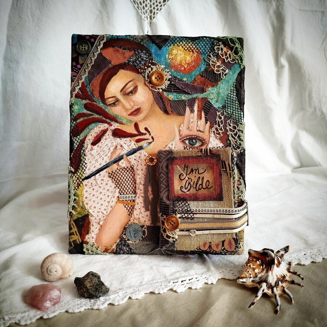 Poetry Junk Journal With Original Artwork in Mixed Media Style, Oil ...