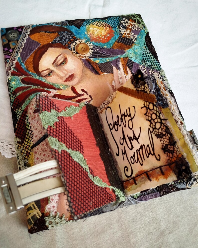 Poetry Junk Journal With Original Artwork in Mixed Media Style, Oil ...