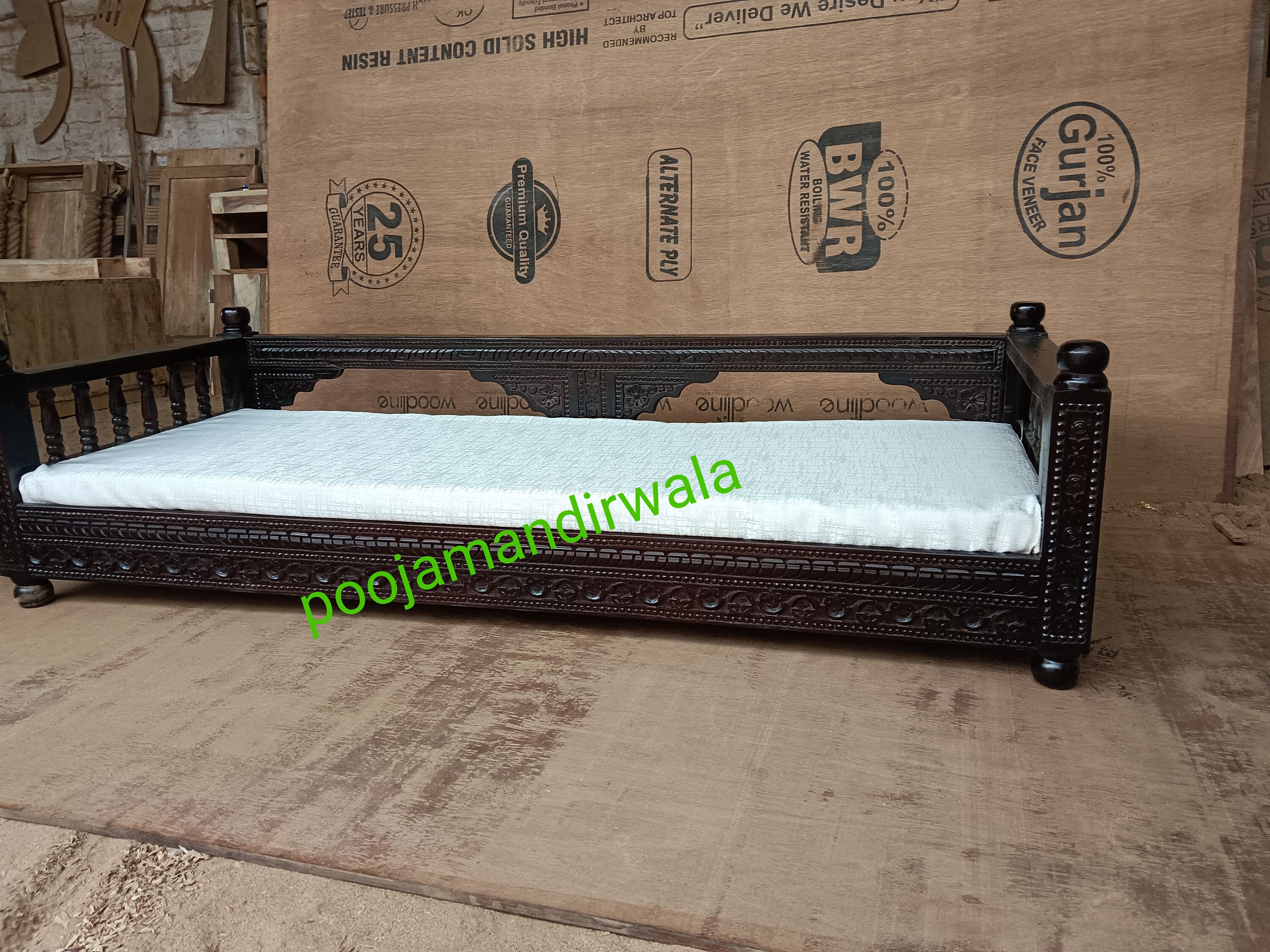 Walnut Finish Three Seater Sofa With Backrest, Backrest Sofa ...