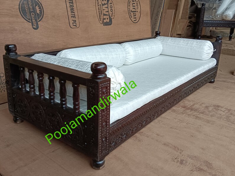 Walnut Finish Three Seater Sofa With Backrest, Backrest Sofa ...