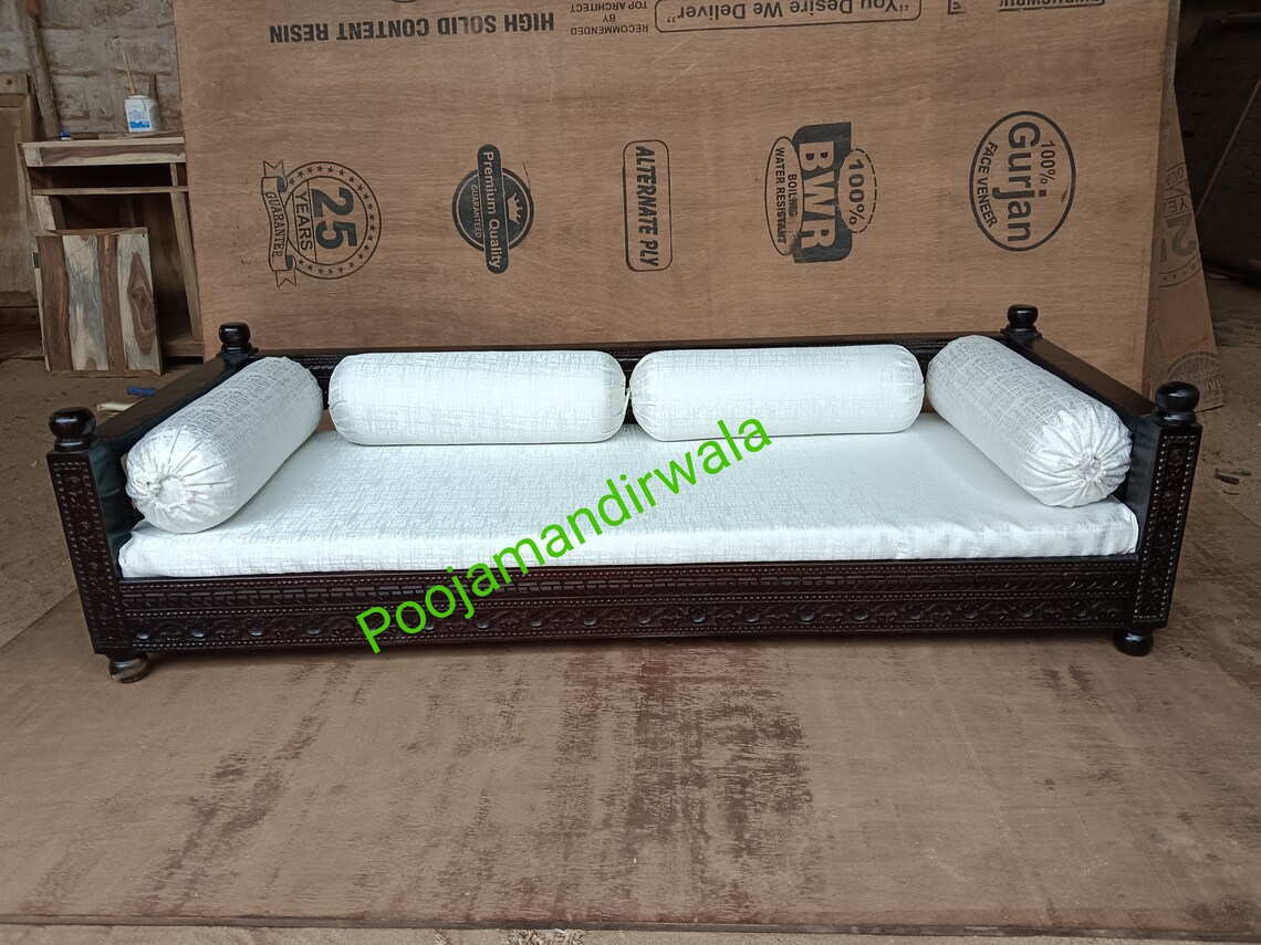 Walnut Finish Three Seater Sofa With Backrest, Backrest Sofa ...