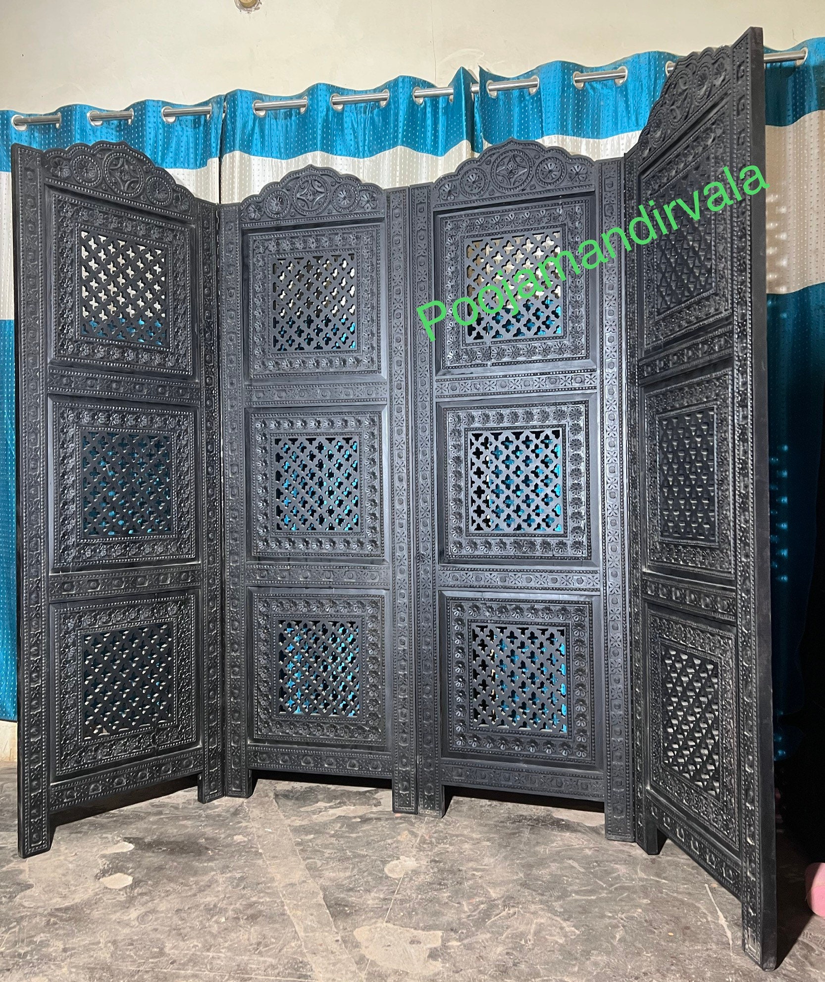 Hand Carved Solid Teak Wood Room Divider, Handmade Room Partition ...