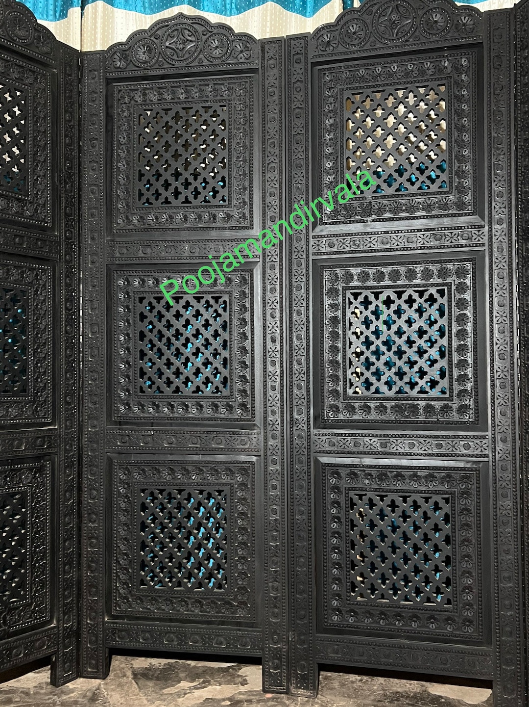 Hand Carved Solid Teak Wood Room Divider, Handmade Room Partition ...