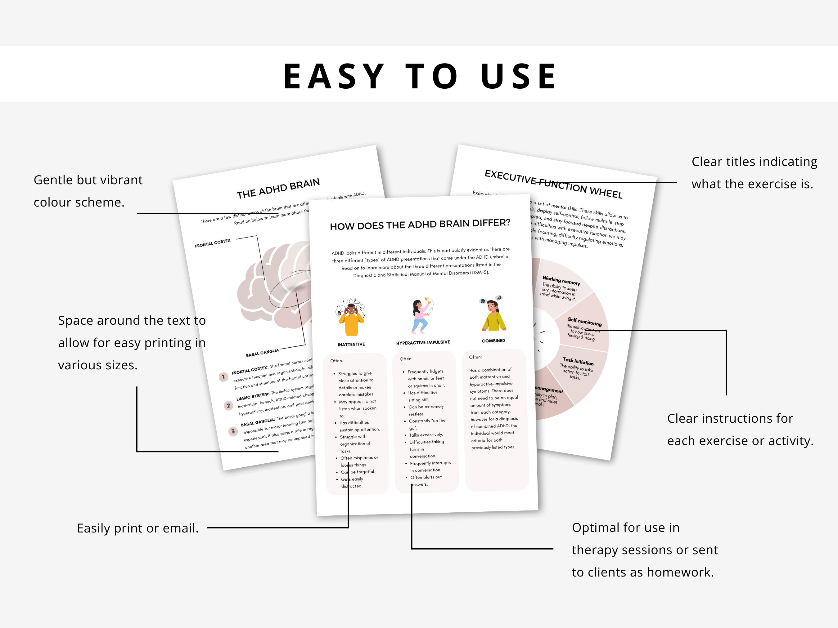 Adult ADHD Symptoms Worksheets, ADHD Late Diagnosis Therapist Resource ...