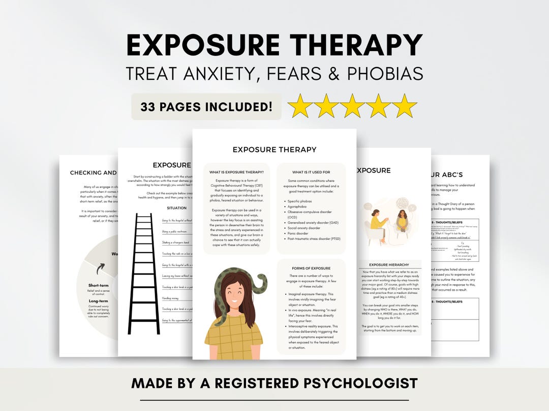 Exposure Therapy Worksheets: Anxiety, Phobias and Fear Management (PDF ...