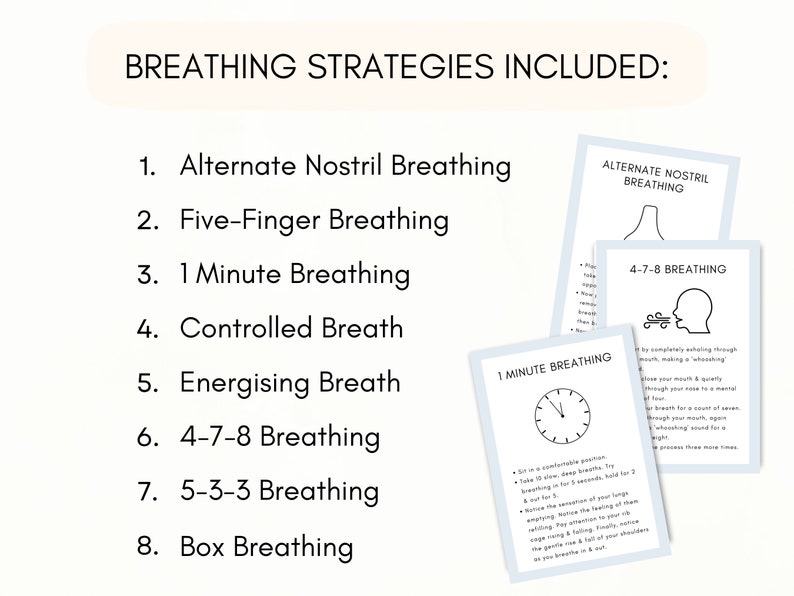 Mindful Breathing Poster Bundle for Adults, Anxiety for Teens ...