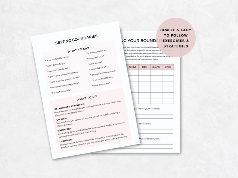 Setting Healthy Boundaries Bundle, Boundary Worksheets for Adults ...