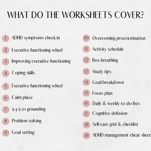 ADHD Executive Functioning Worksheets for Therapist, Emotional ...