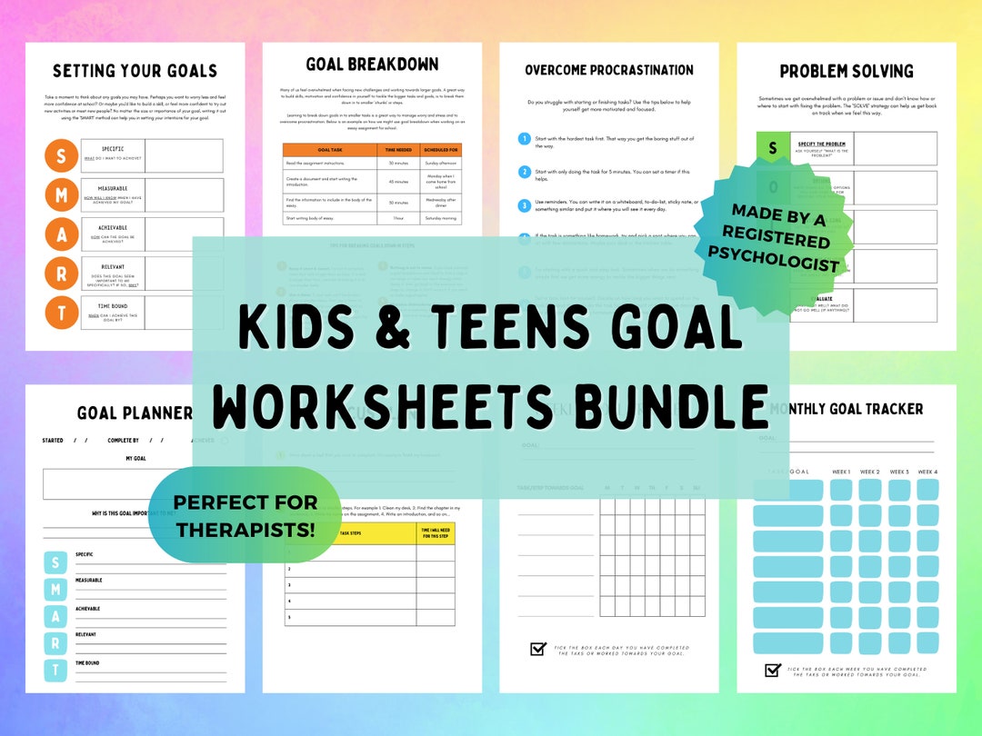 Kids & Teens Goal Setting Worksheets: SMART Goals Planner (printable ...