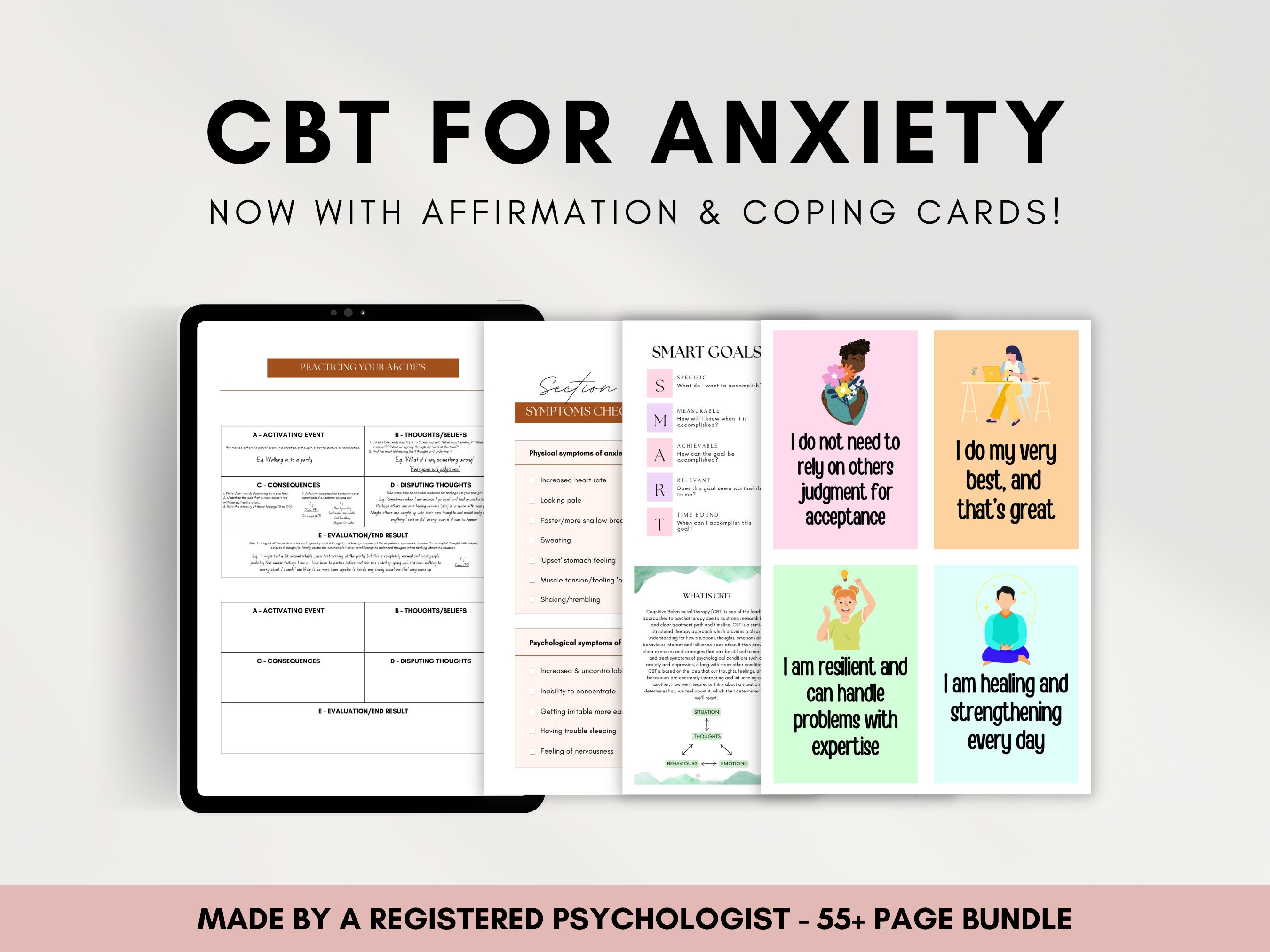 CBT Worksheets for Anxiety Bundle, Uncovering Unhelpful Thoughts ...