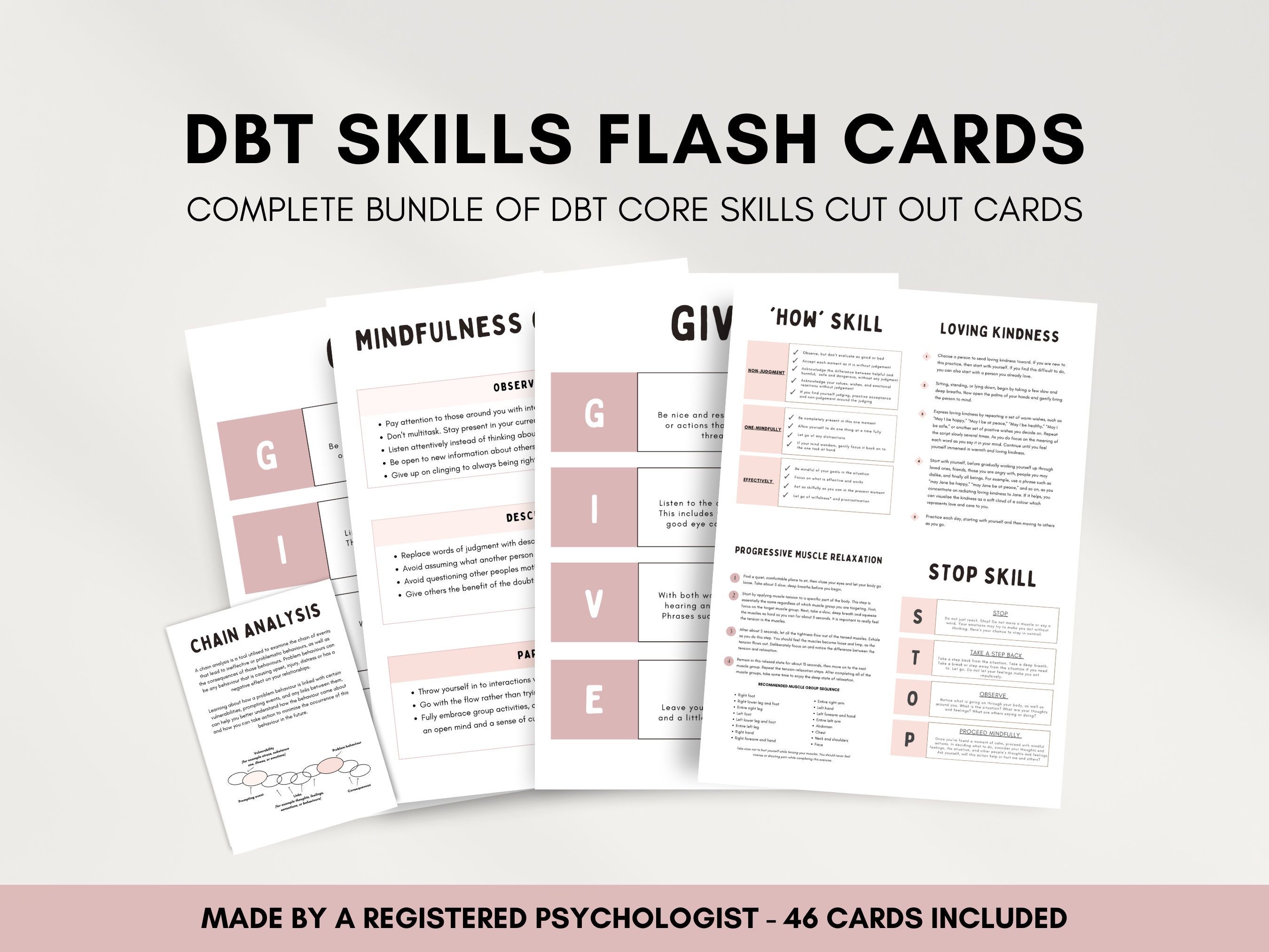 DBT Skills Flashcards Bundle, Positive Coping Skills Cards Therapist ...