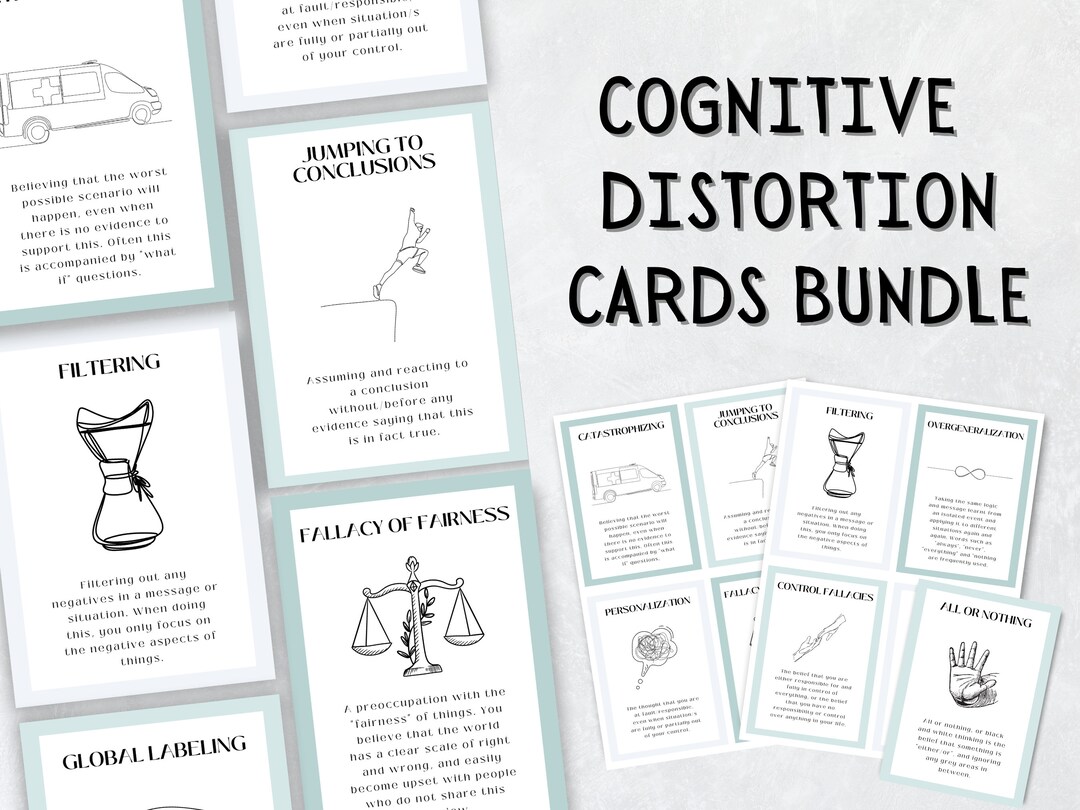 Cognitive Distortion Coping Skills Cards CBT Therapy Cards - Etsy