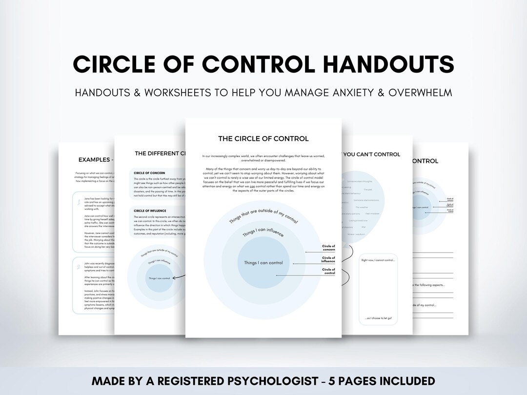 Circle of Control Therapy Handouts: Stress & Anxiety Relief (PDF) - Etsy UK