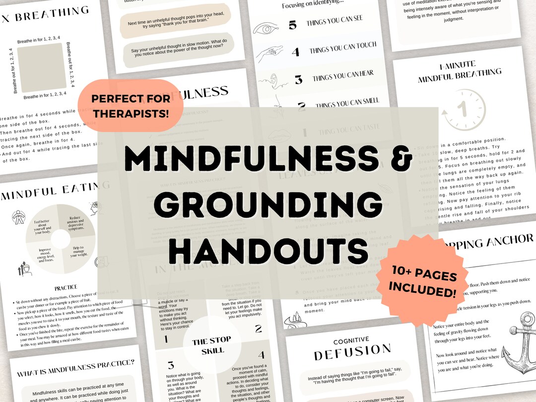 Mindfulness & Grounding Worksheets Bundle Mindfulness Worksheets for ...