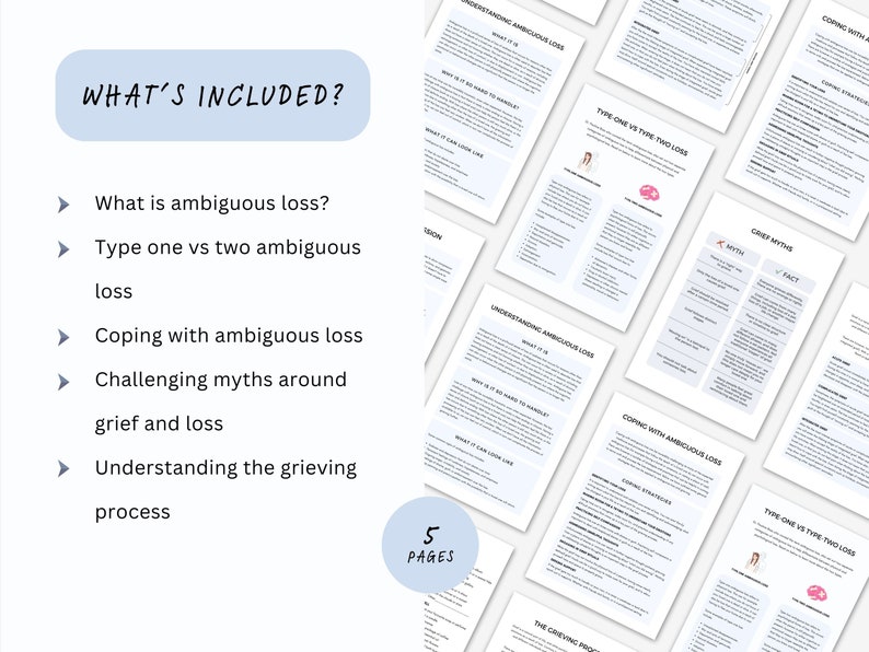Ambiguous Loss Education Handout: Grief Therapy Worksheets (PDF) - Etsy