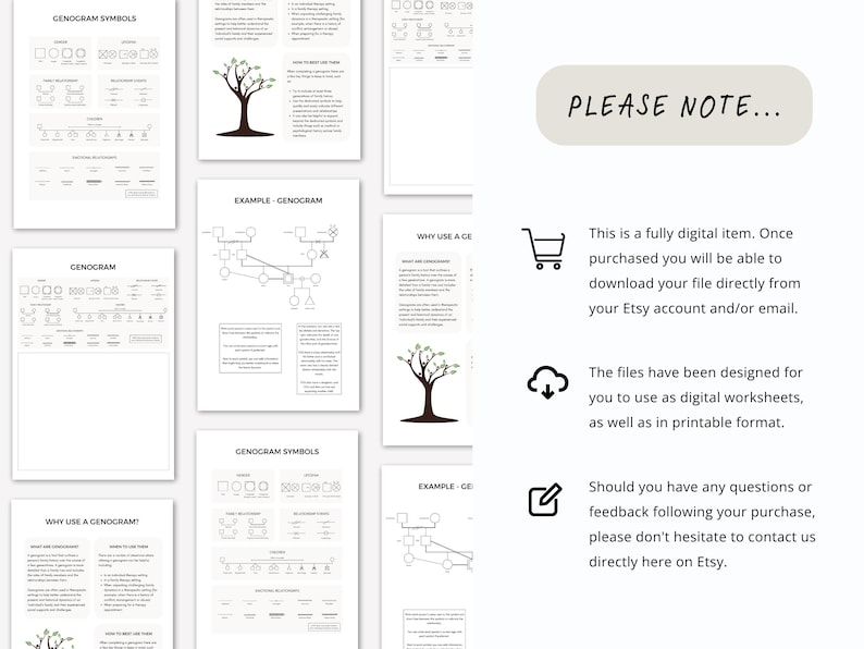 Family Genogram Template With Therapy Educational Handouts (PDF Digital ...
