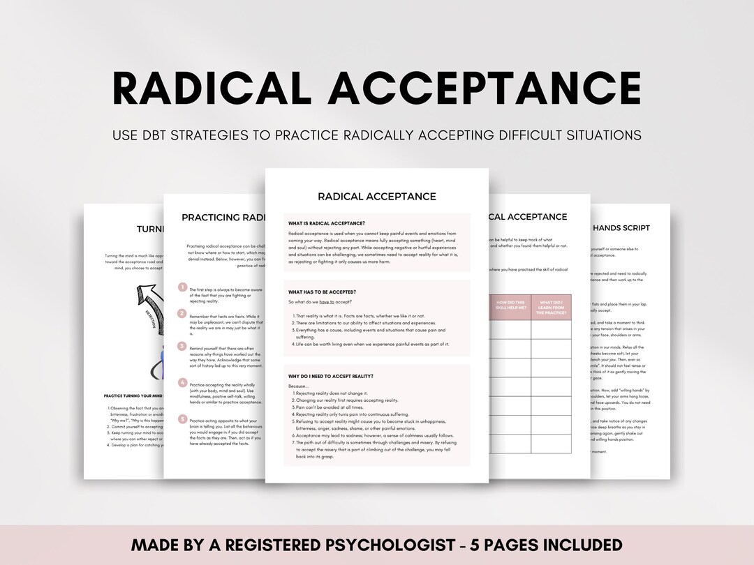 DBT Radical Acceptance Worksheets: Therapy Education Handouts - Etsy