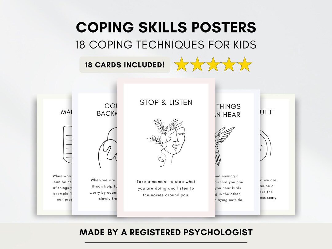 Coping Skills Poster Bundle for Therapist or Counsellor Office Decor ...