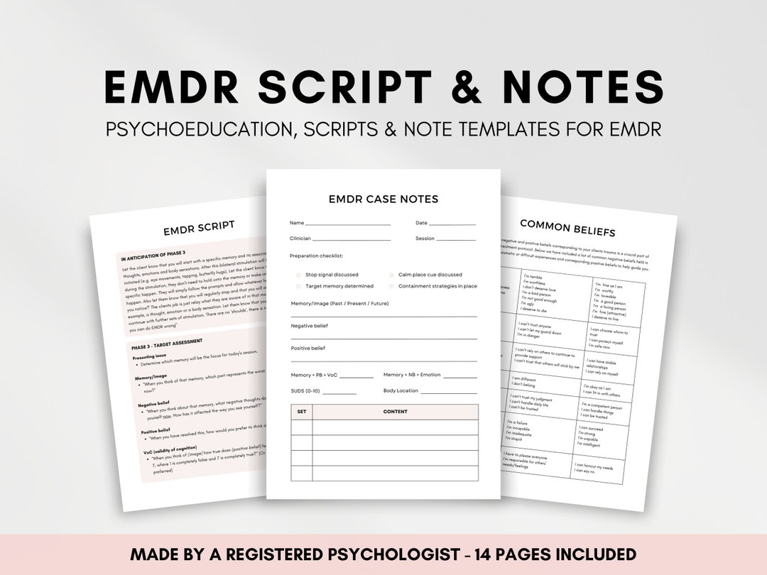 EMDR Script and Notes Psychoeducation Bundle for Therapist or Counselor ...