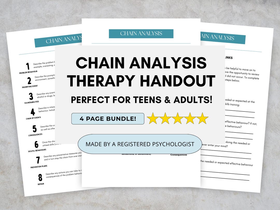 DBT Chain Analysis Therapy Handouts With Coping Skills (PDF Digital ...