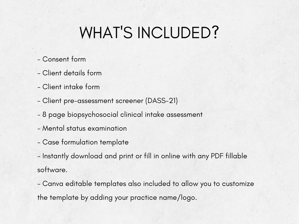 Therapy Intake Form Bundle, Canva Editable Therapist Resource ...