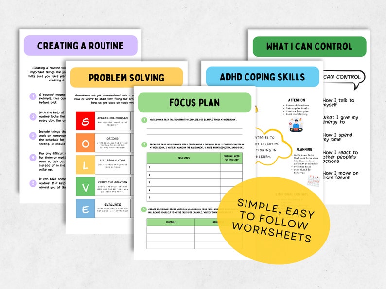 Kids ADHD Toolbox Bundle ADHD for Kids Planner Worksheets Children ...