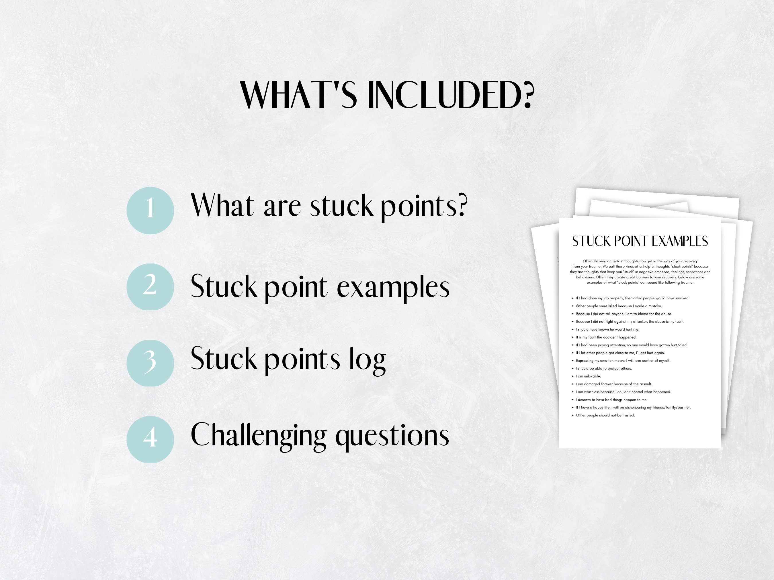 Stuck Points Therapy Worksheets Bundle CPT Therapy CBT Worksheets for ...