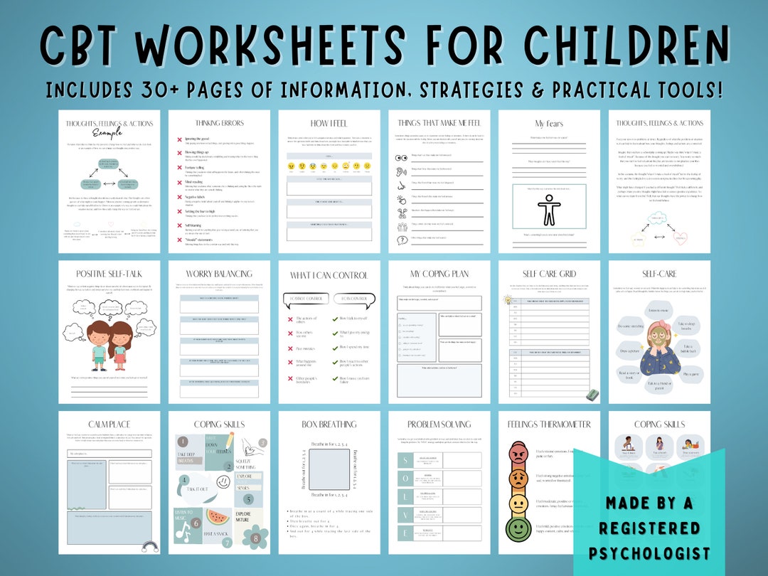 CBT Worksheets For Kids CBT Worksheets Anxiety Bundle CBT Etsy