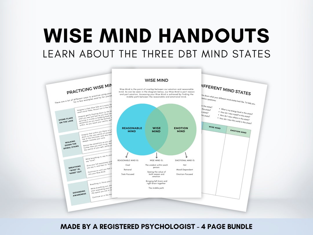 Wise Mind Psychoeducation Therapy Handout for Counselor or Psychologist ...