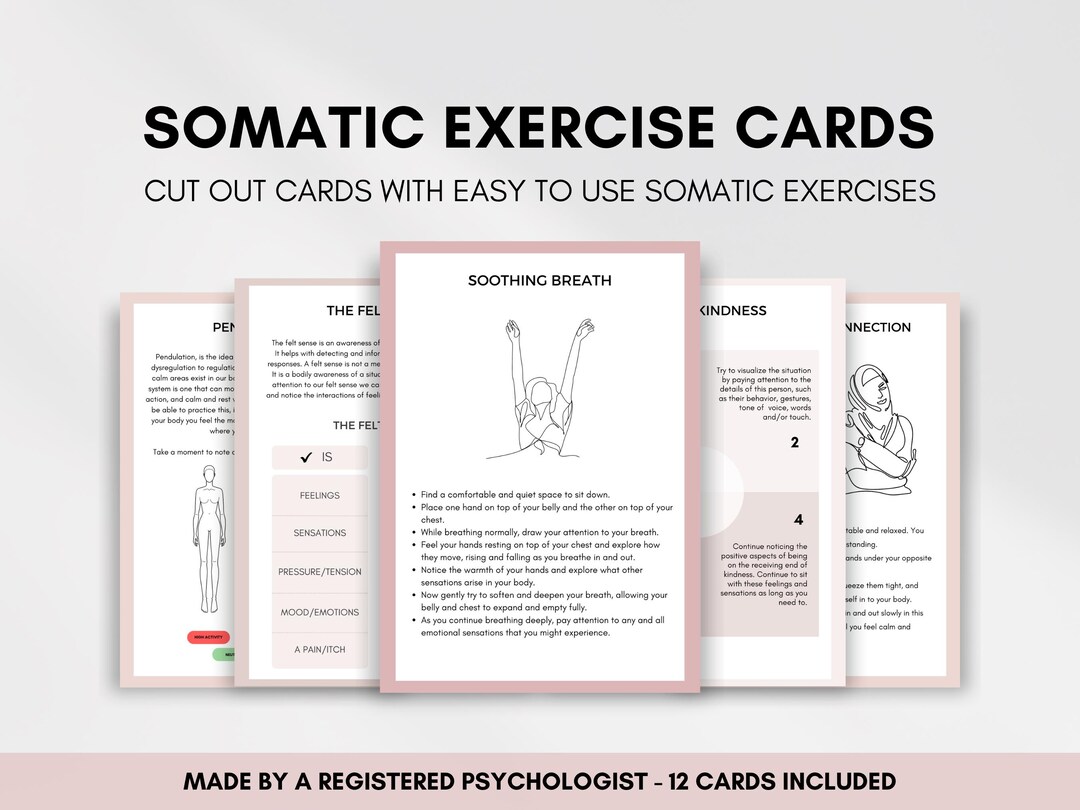 Somatic Exercise Coping Cards for Emotional Regulation & Managing ...