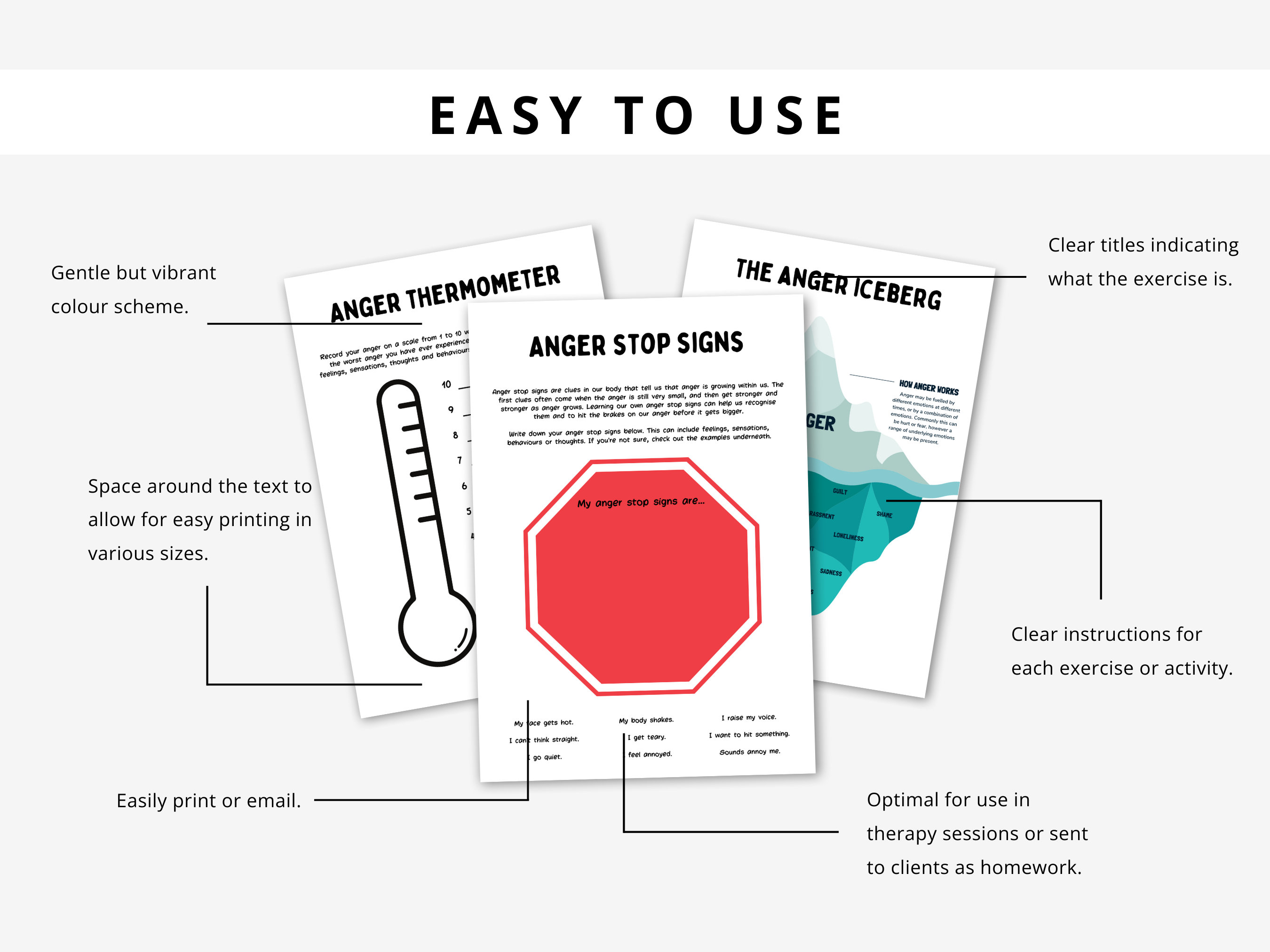 Anger Management Worksheets for Kids, Emotional Regulation Activities ...