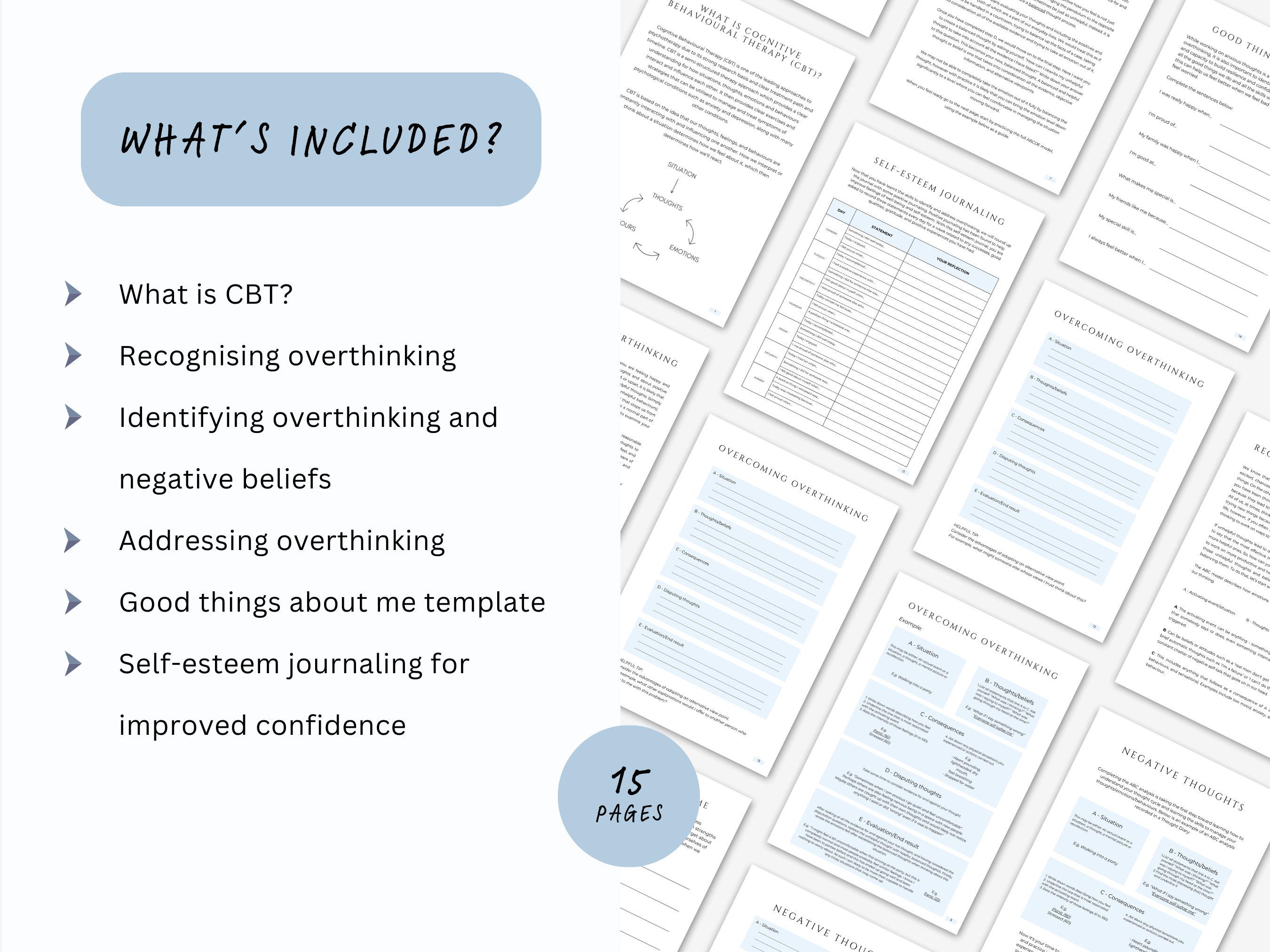 Anxiety Journal and Worksheets for Overthinking and Negative Thoughts ...