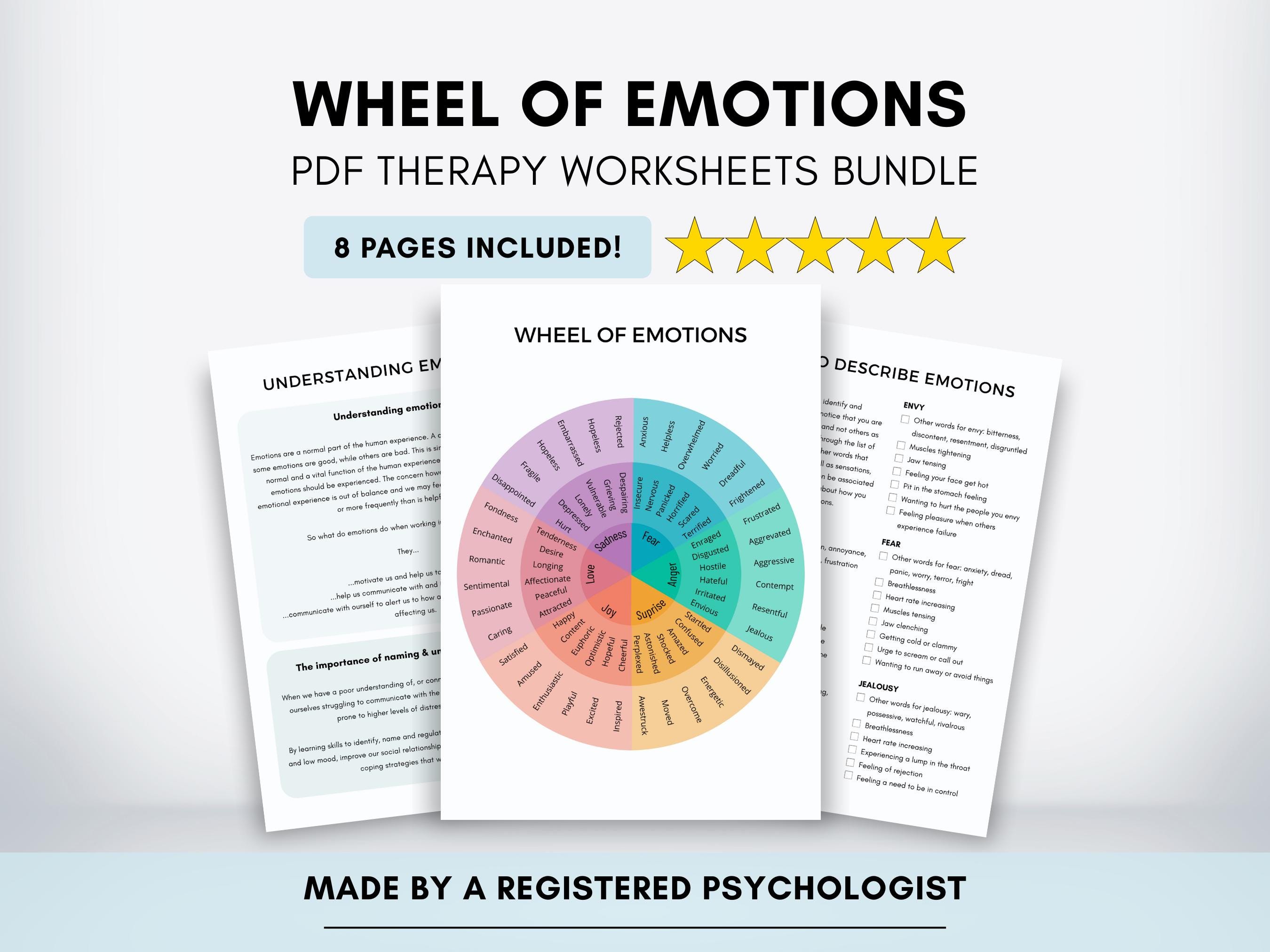 Wheel of Emotions Worksheet Bundle: Emotional Regulation (digital ...