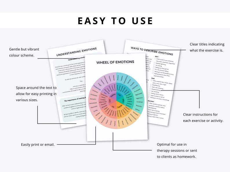 Wheel of Emotions Worksheet Bundle: Emotional Regulation (digital ...