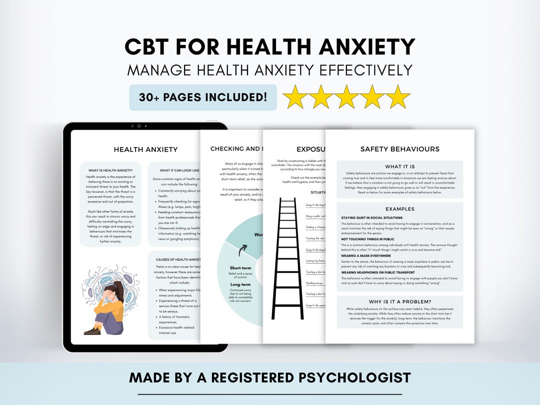 CBT Health Anxiety Worksheets: Coping Skills, Identify Triggers ...