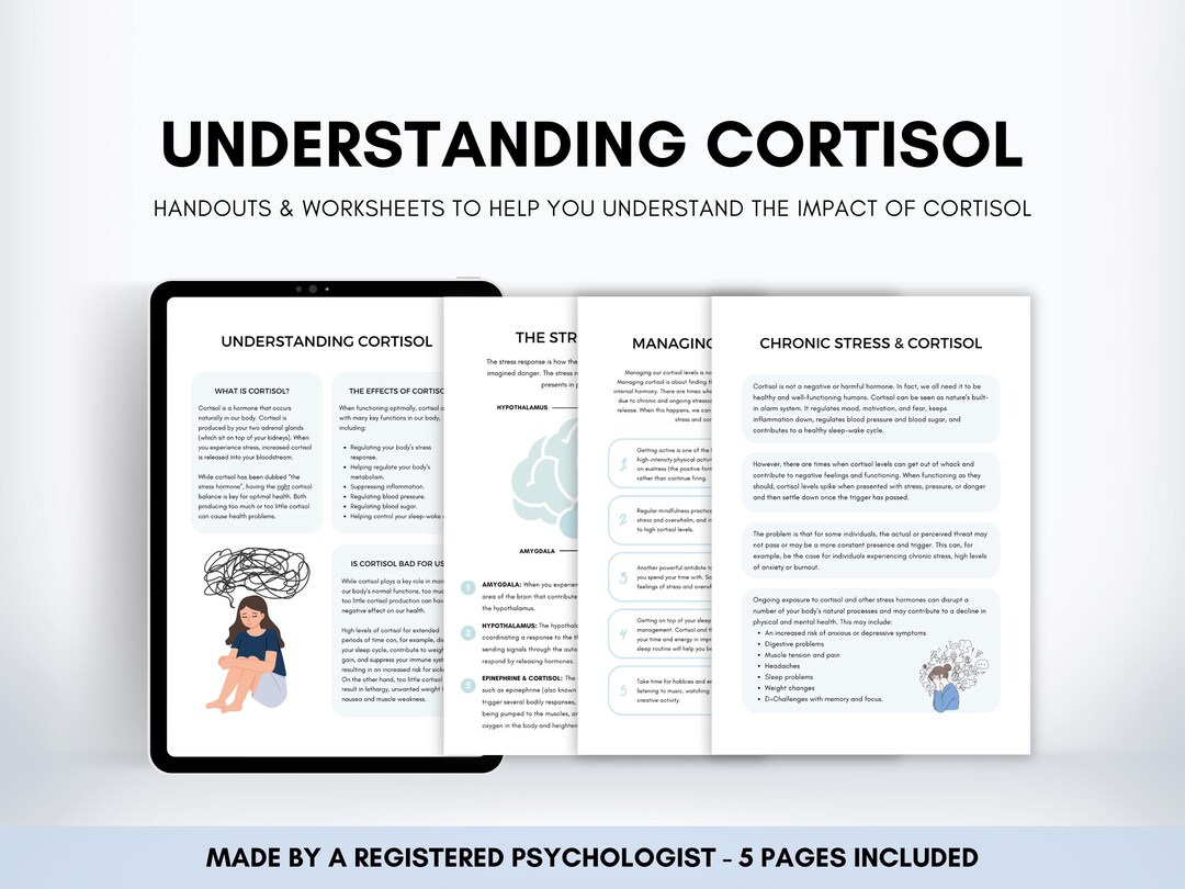 Cortisol Reduction Therapy Worksheets, Exercises and Activities for ...