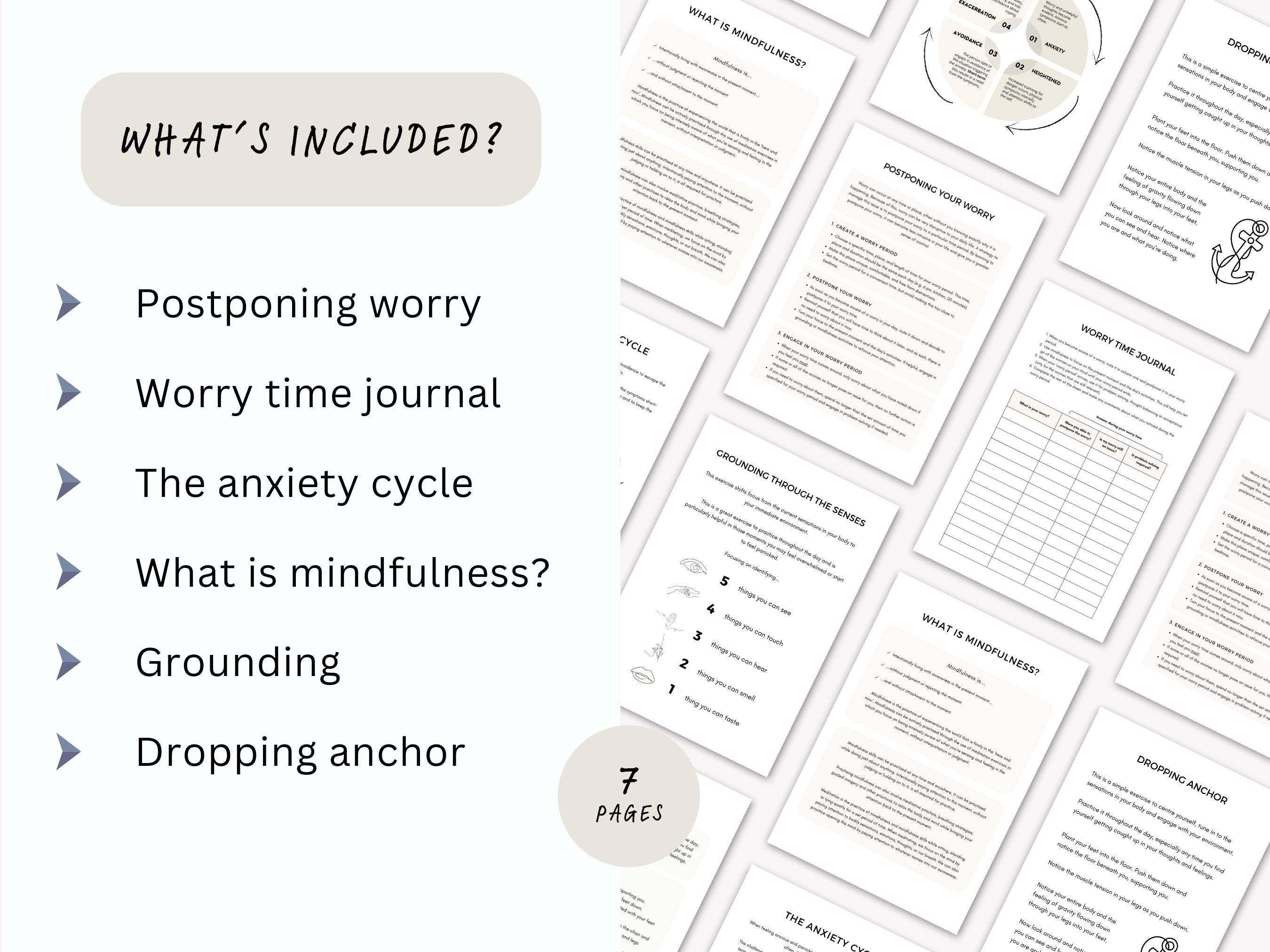 Anxiety Worksheets for Managing Worry and Stress, Postpone Worries With ...