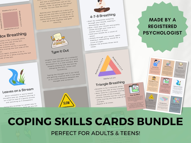 Coping Skills Cards Bundle Anxiety Coping Cards for Teens & - Etsy