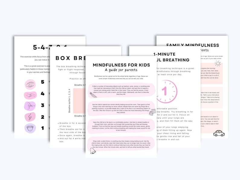 Mindfulness for Kids Therapy Worksheets Bundle, Childrens Grounding ...