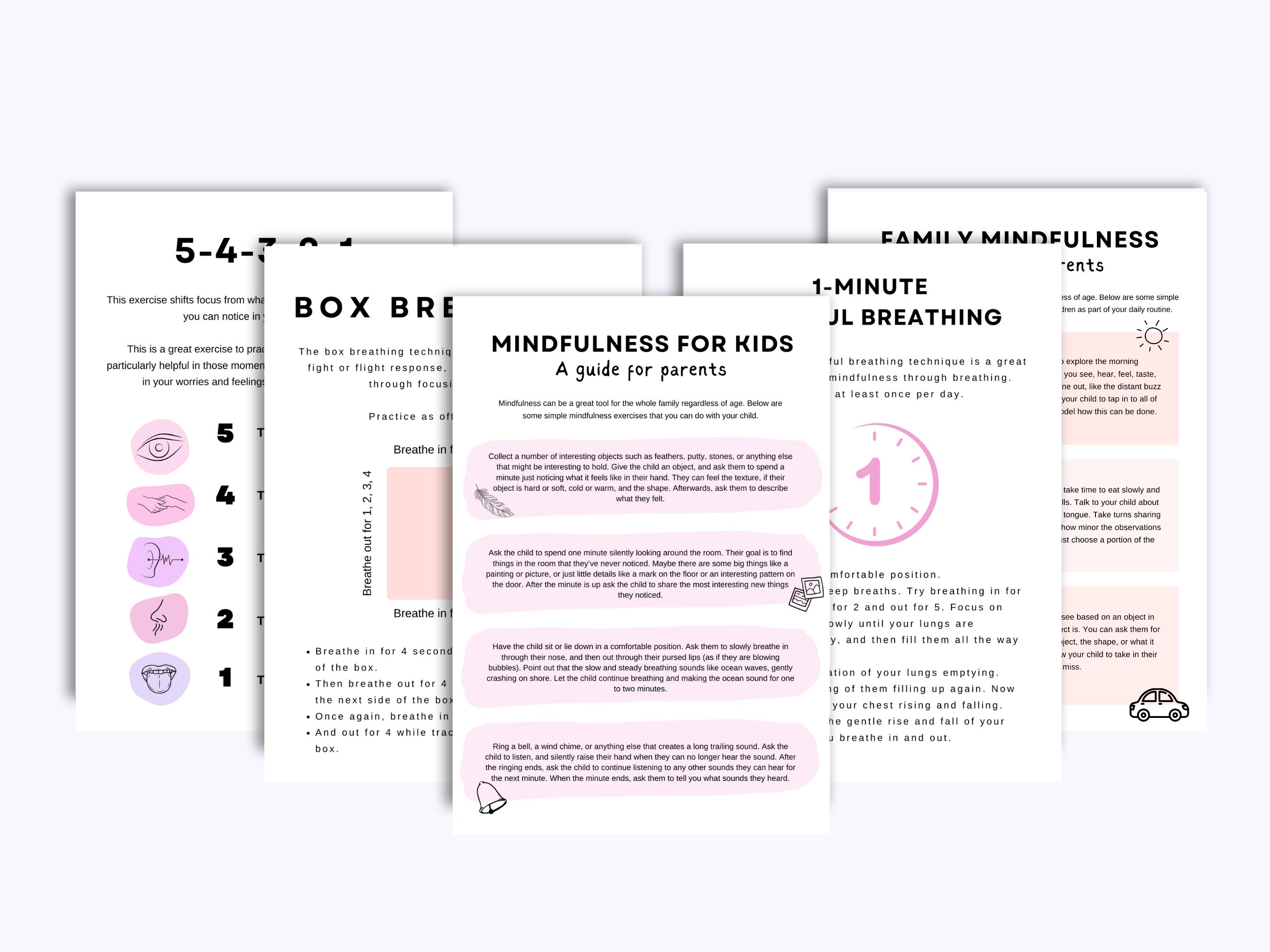 Mindfulness for Kids Therapy Worksheets Bundle, Childrens Grounding ...