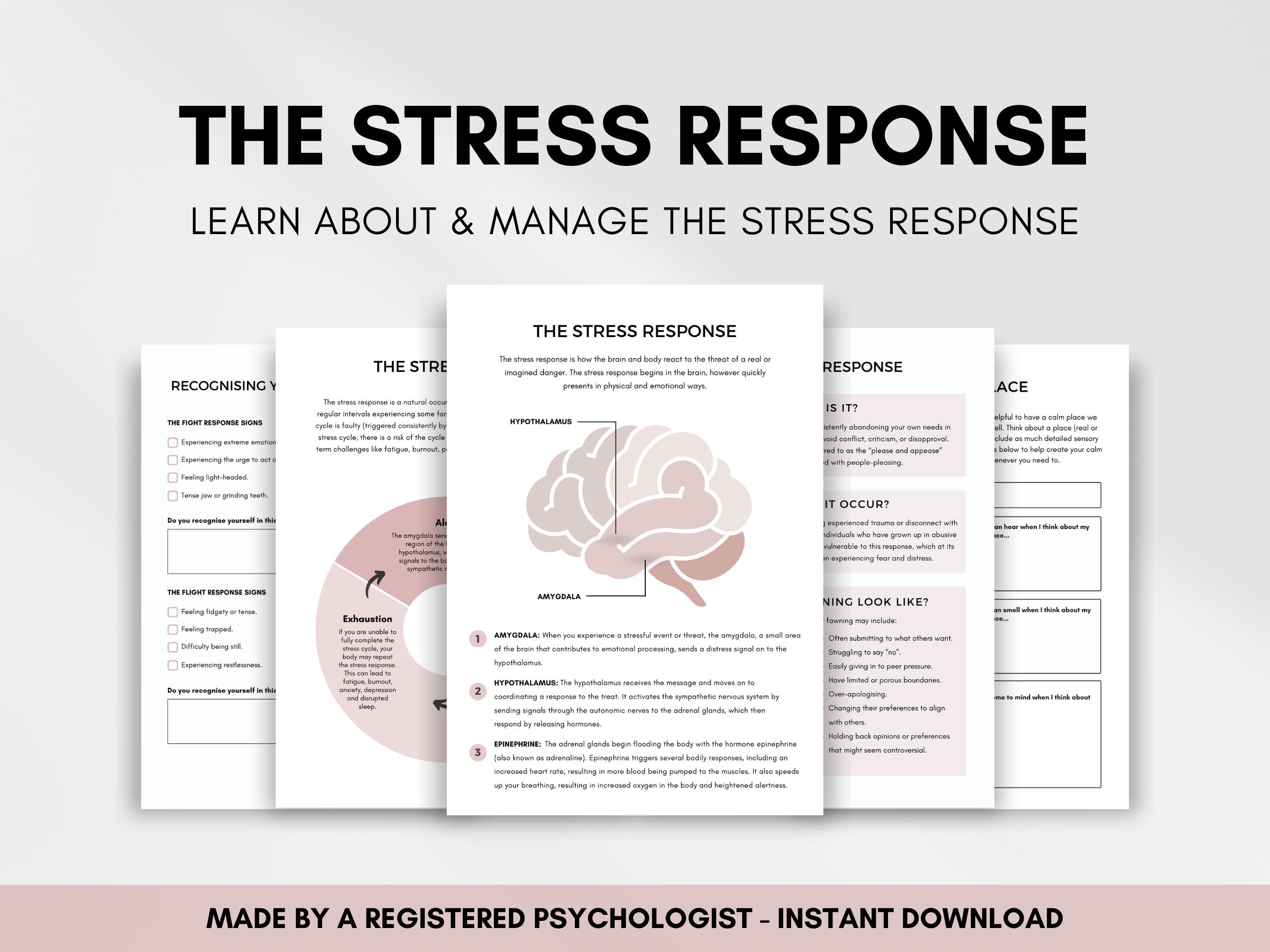 Stress Response Therapy Worksheets Bundle, Fight Flight Freeze Fawn ...