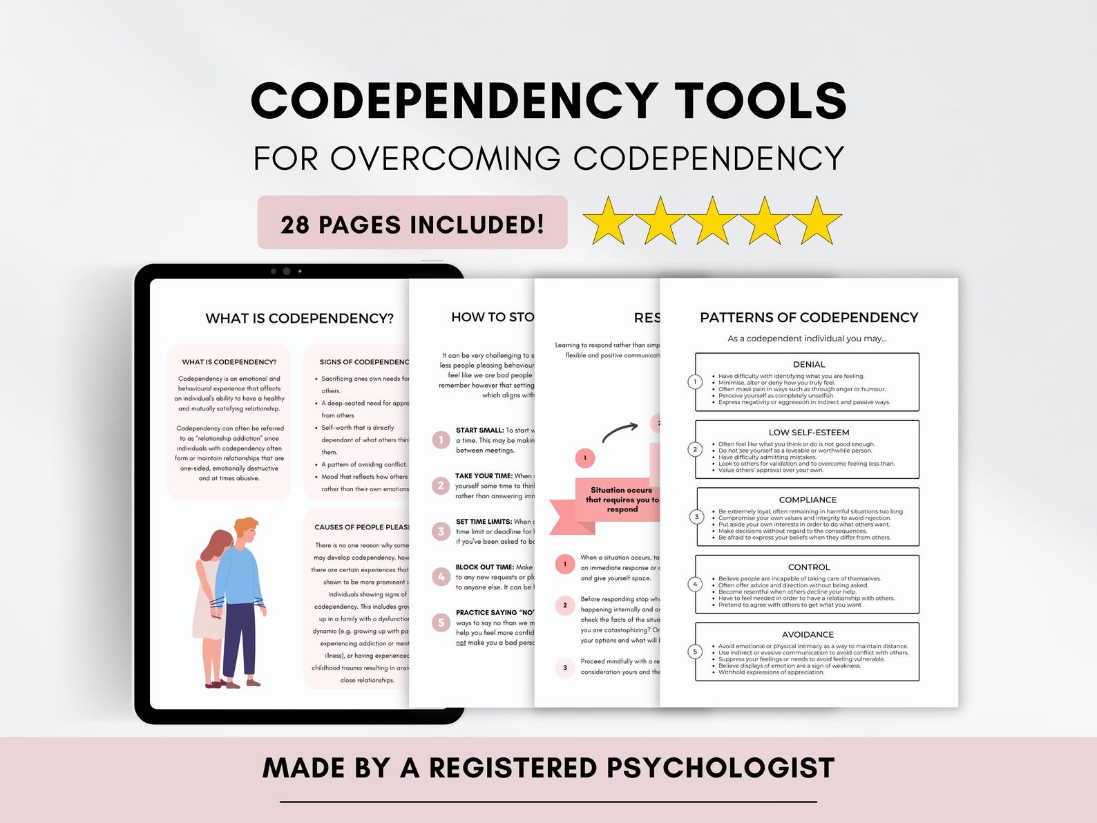 Codependency Worksheets Bundle With Boundary Setting Therapist Resource ...