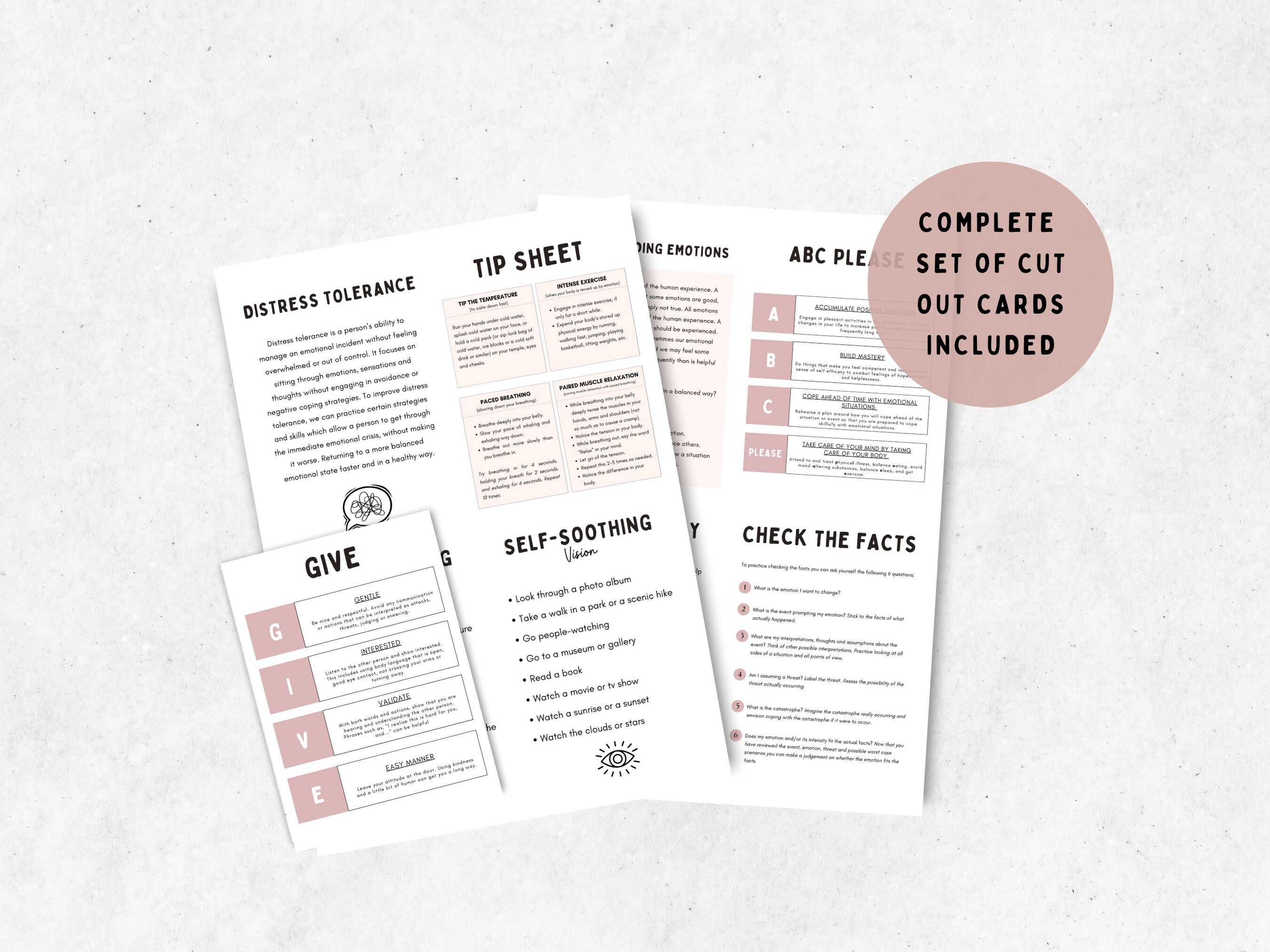 DBT Skills Worksheets & DBT Flash Cards Bundle Mindfulness Worksheets ...